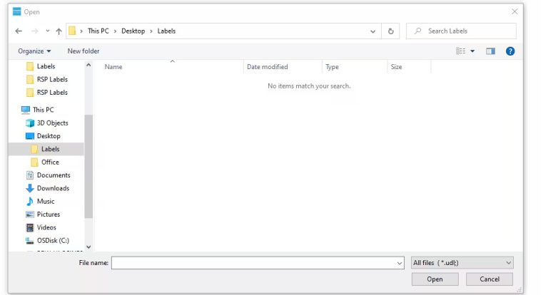 Why can I only import .udl files in the DYMO Software?