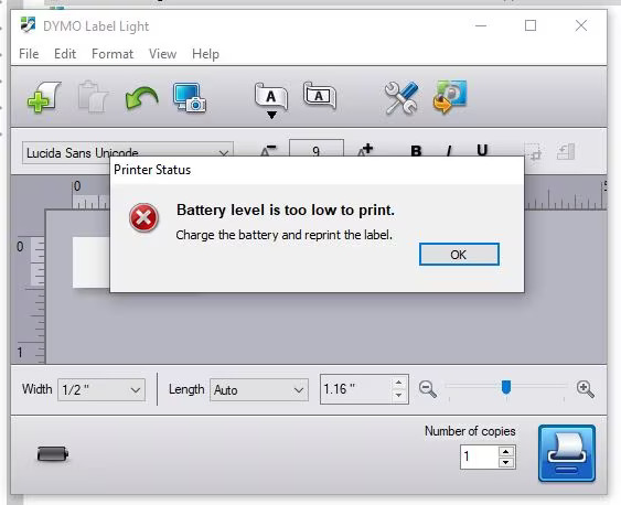 LabelManager PnP: How to solve the 'low battery' error